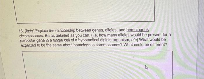Solved 16. (8pts) Explain the relationship between genes, | Chegg.com