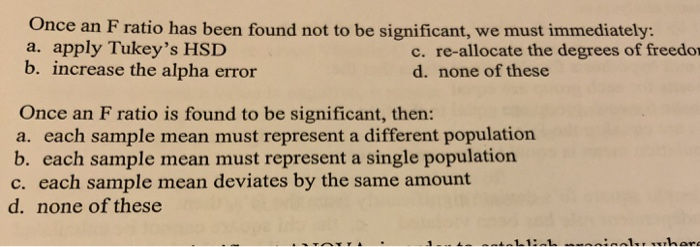 Solved When the calculated F ratio is equal to or greater | Chegg.com