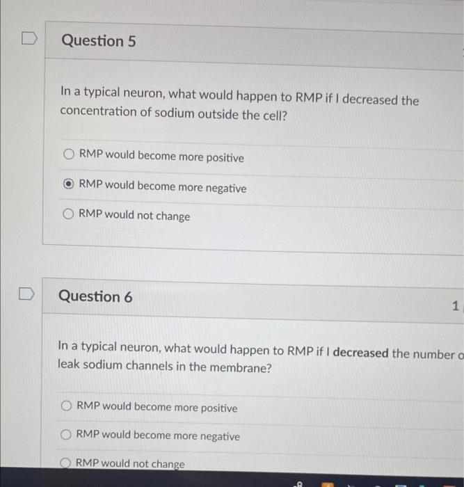 Solved In a typical neuron, what would happen to RMP if I | Chegg.com