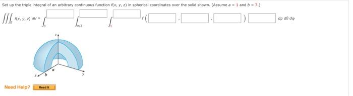 Solved Set up the triple integral of an arbitrary continuous | Chegg.com