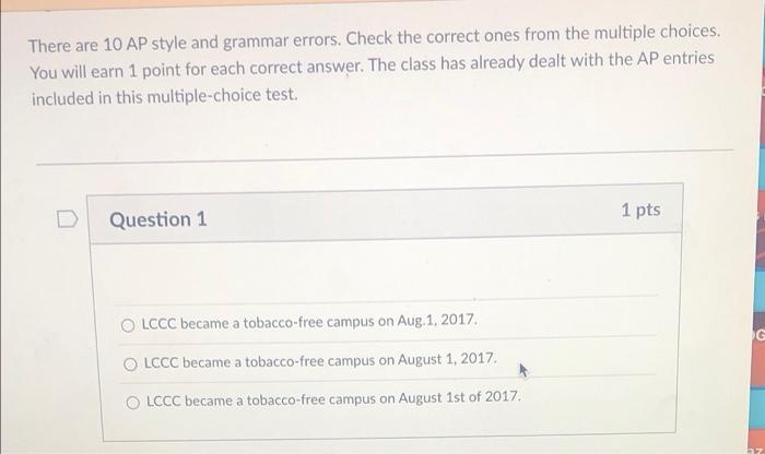 Solved There are 10 AP style and grammar errors. Check the | Chegg.com