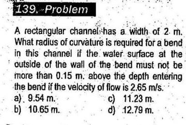 Solved 137. Problem For a rectangular channel with depth 1.2 | Chegg.com