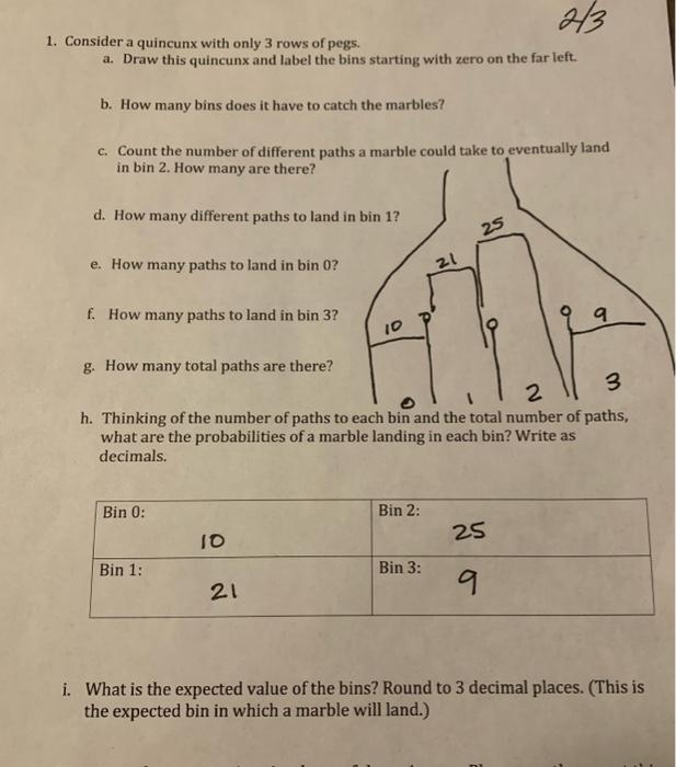 Solved c. Count the number of different paths a marble could | Chegg.com