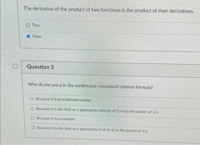 Solved The derivative of the product of two functions is the | Chegg.com
