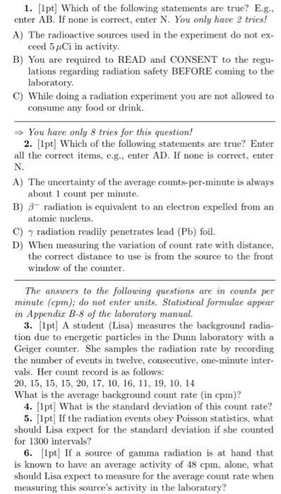 Solved 1. (1pt) Which of the following statements are true? | Chegg.com