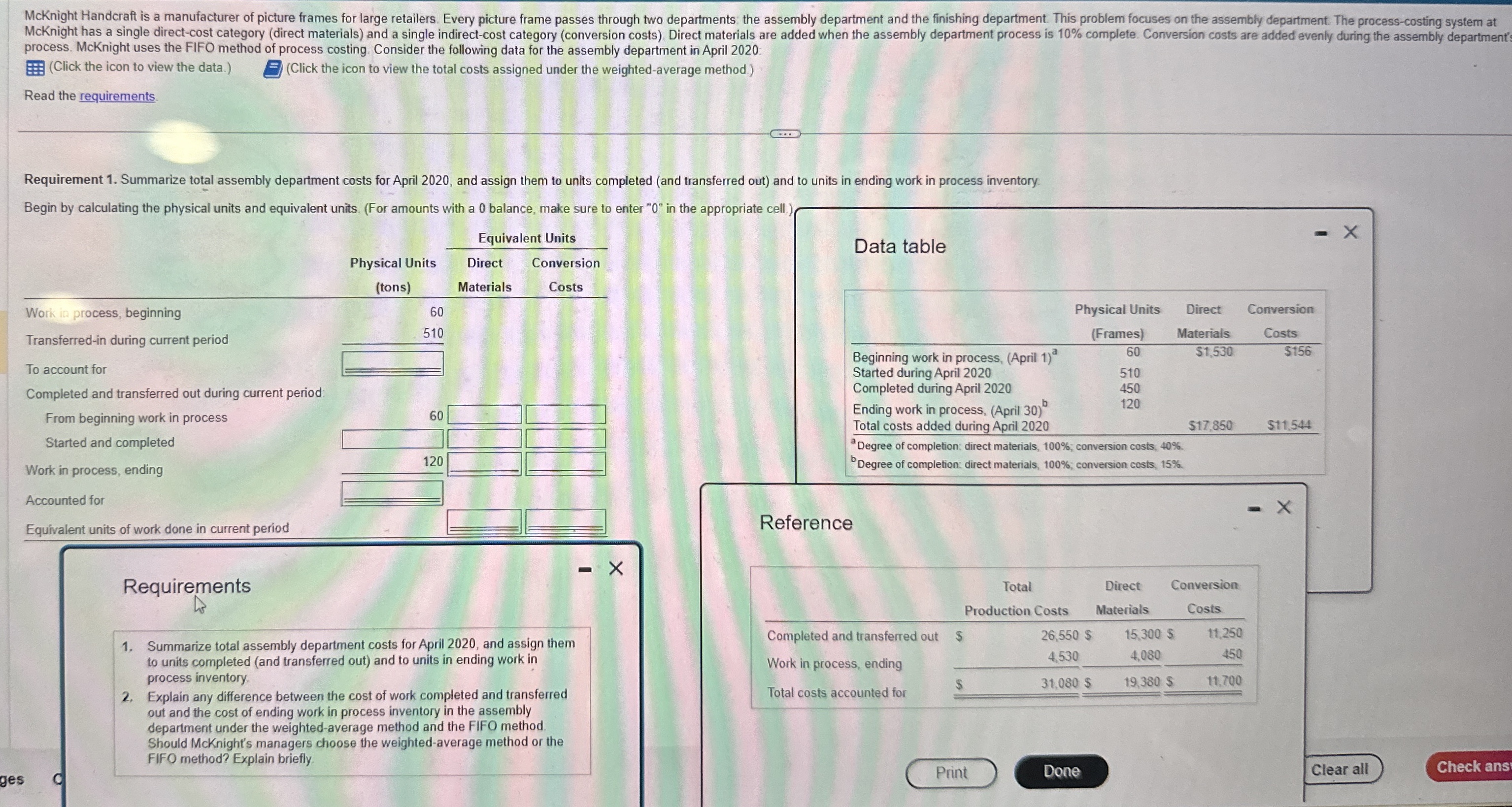 Solved process. McKnight uses the FIFO method of process | Chegg.com