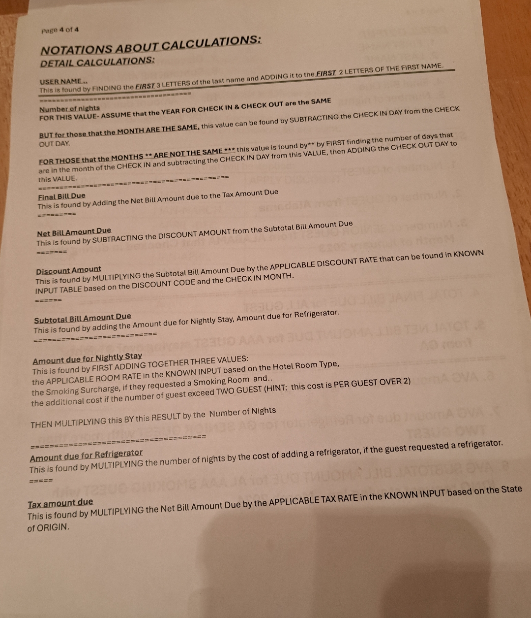 Solved page 4 ﻿of 4NOTATIONS ABOUT CALCULATIONS: DETAIL | Chegg.com