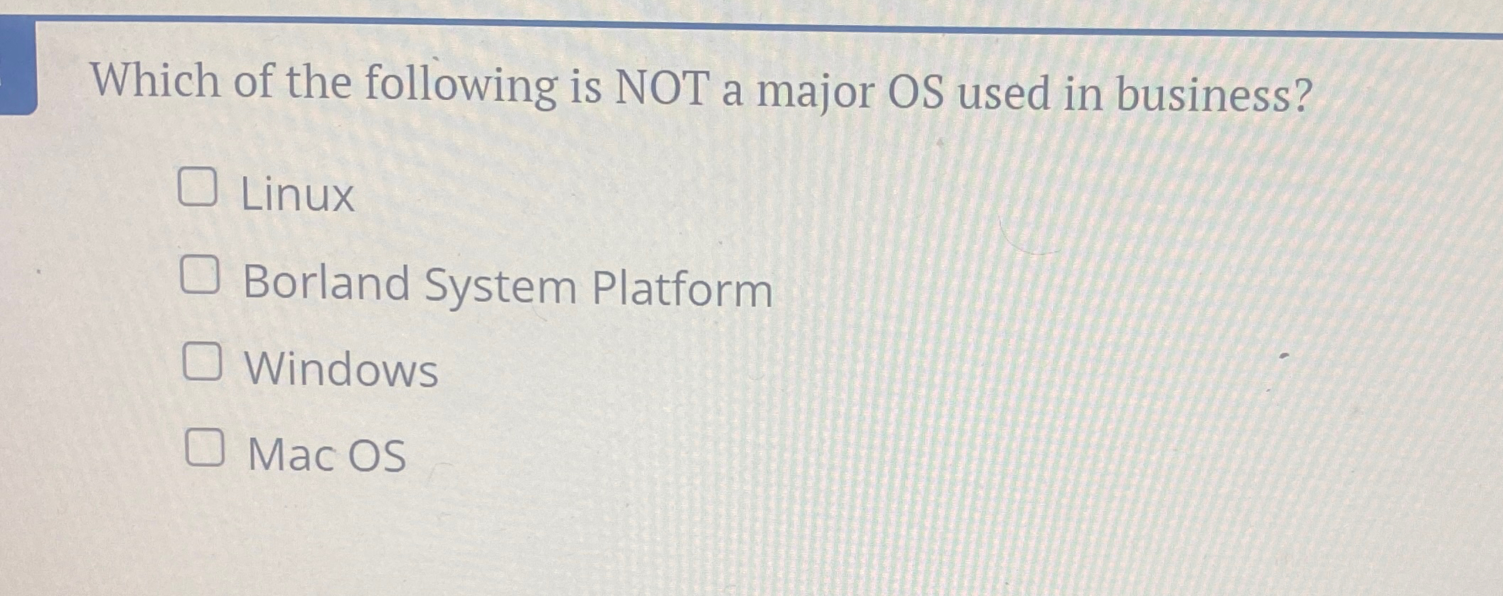 Solved Which of the following is NOT a major OS used in | Chegg.com