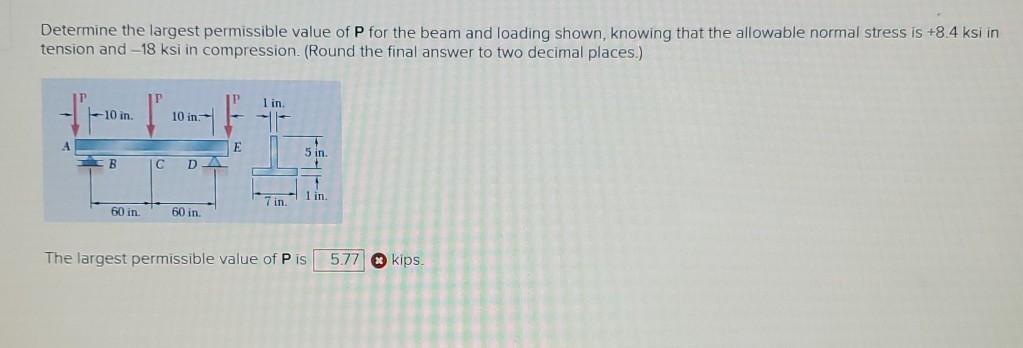 Solved Determine the largest permissible value of P for the | Chegg.com