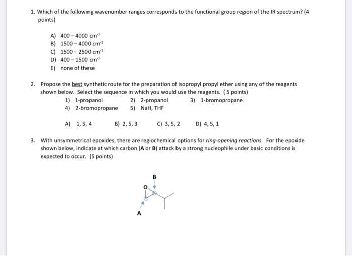 Solved 1. Which of the following wavenumber ranges | Chegg.com