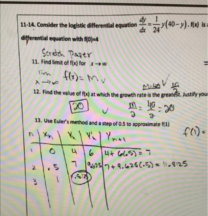 Solved 11-14. Consider the logistic differential equation dy | Chegg.com