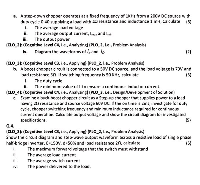 Solved a. A step-down chopper operates at a fixed frequency | Chegg.com