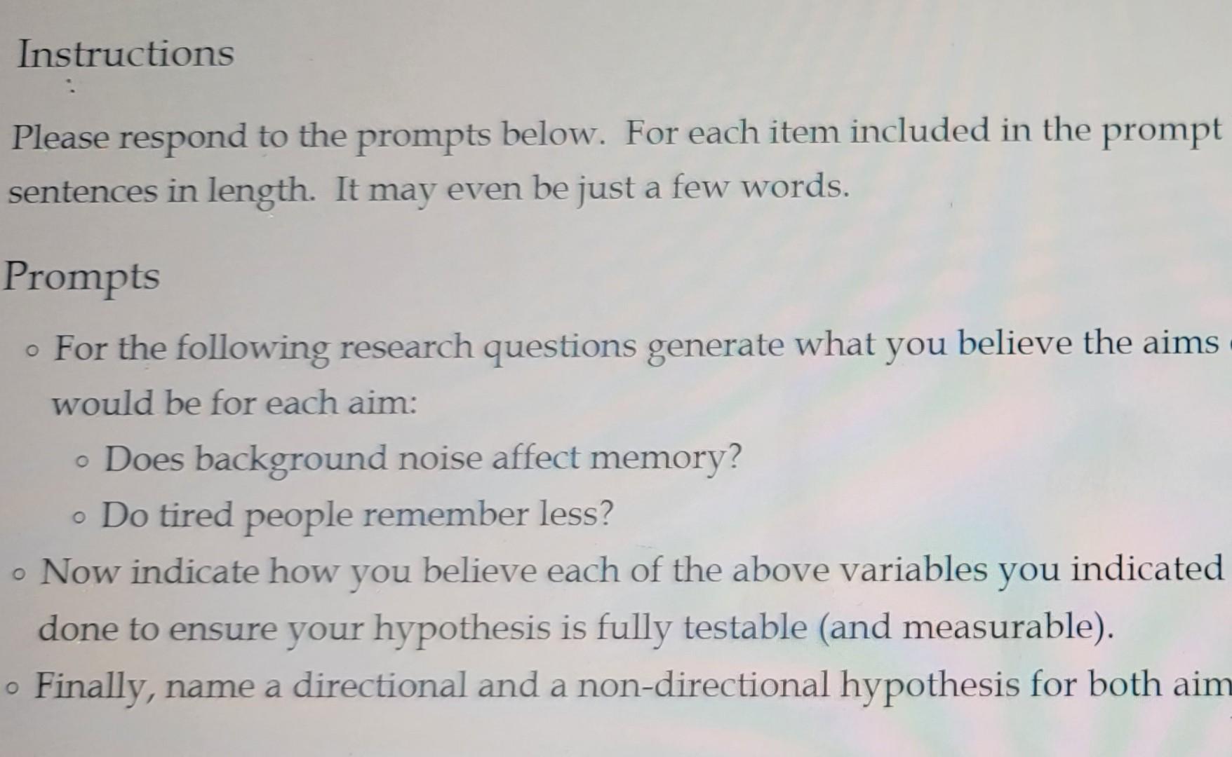 Solved Instructions Please respond to the prompts below. For | Chegg.com