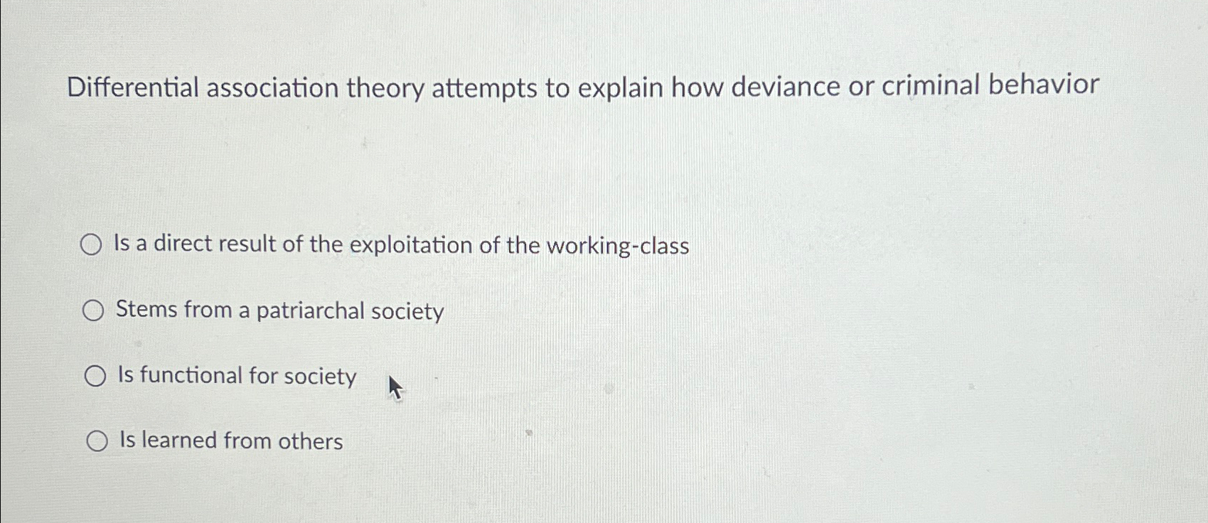 Solved Differential association theory attempts to explain | Chegg.com