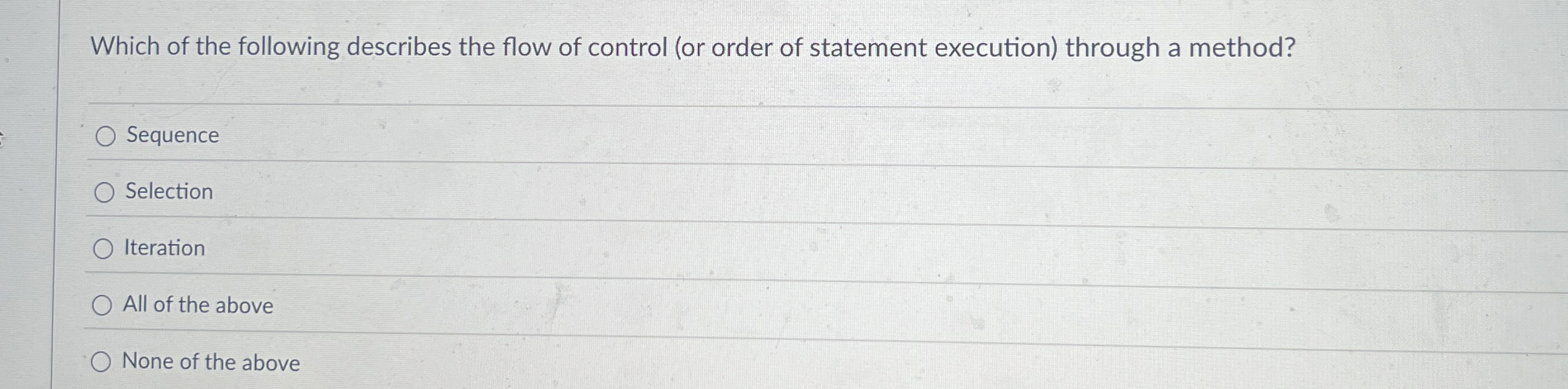Solved Which of the following describes the flow of control | Chegg.com