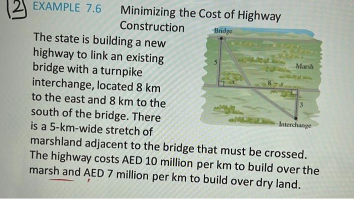 Solved 2) EXAMPLE 7.6 Minimizing the Cost of Highway | Chegg.com