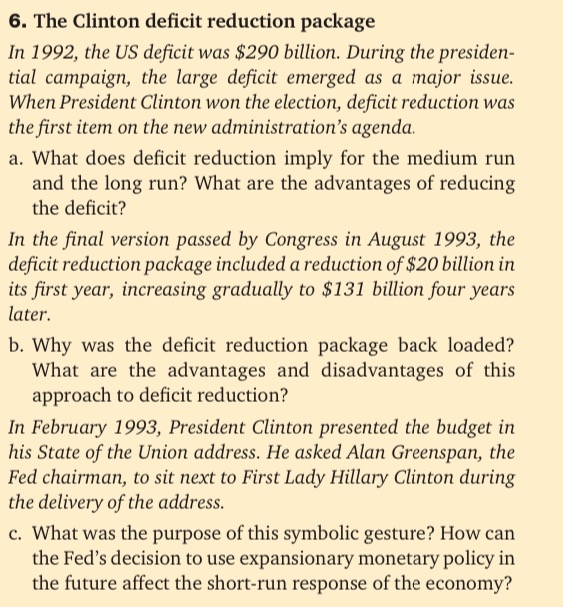 Solved The Clinton deficit reduction packageIn 1992, ﻿the US | Chegg.com