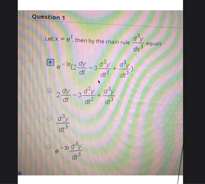 Solved Let x=et, then by the chain rule dx3d3y equals | Chegg.com