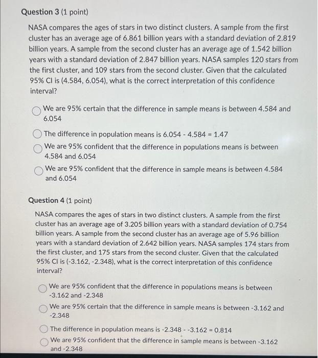 [Solved]: answer to all please!! NASA compares the ages of s
