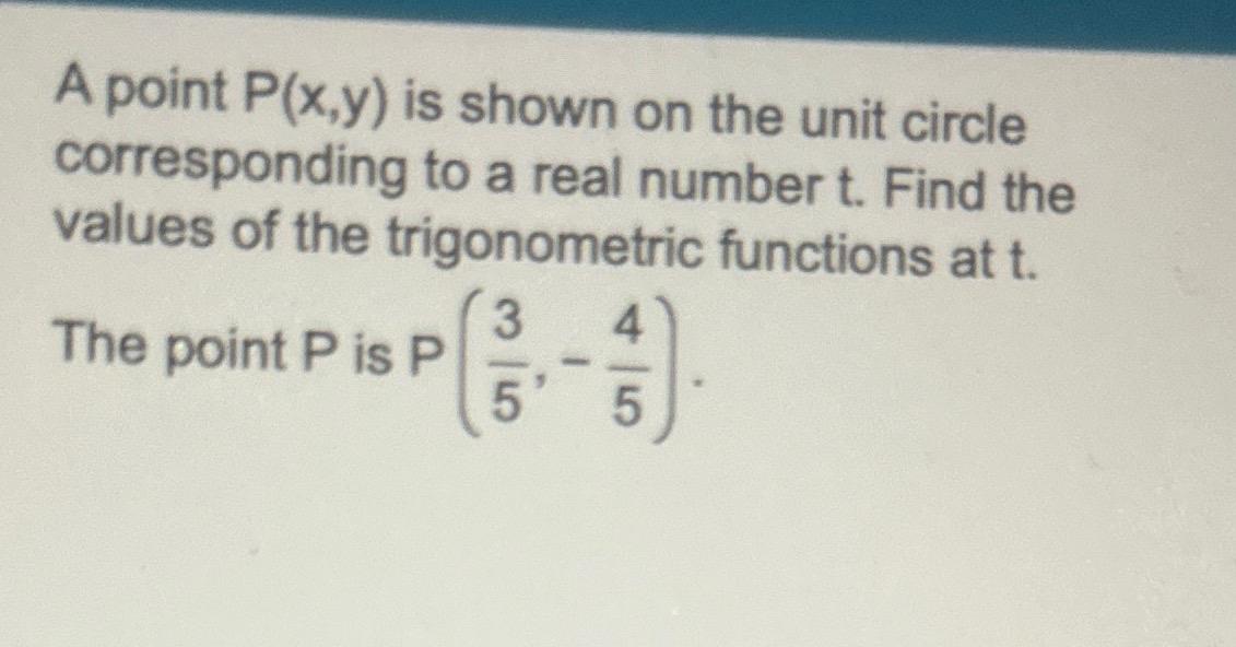 Solved A point P(x,y) ﻿is shown on the unit circle | Chegg.com