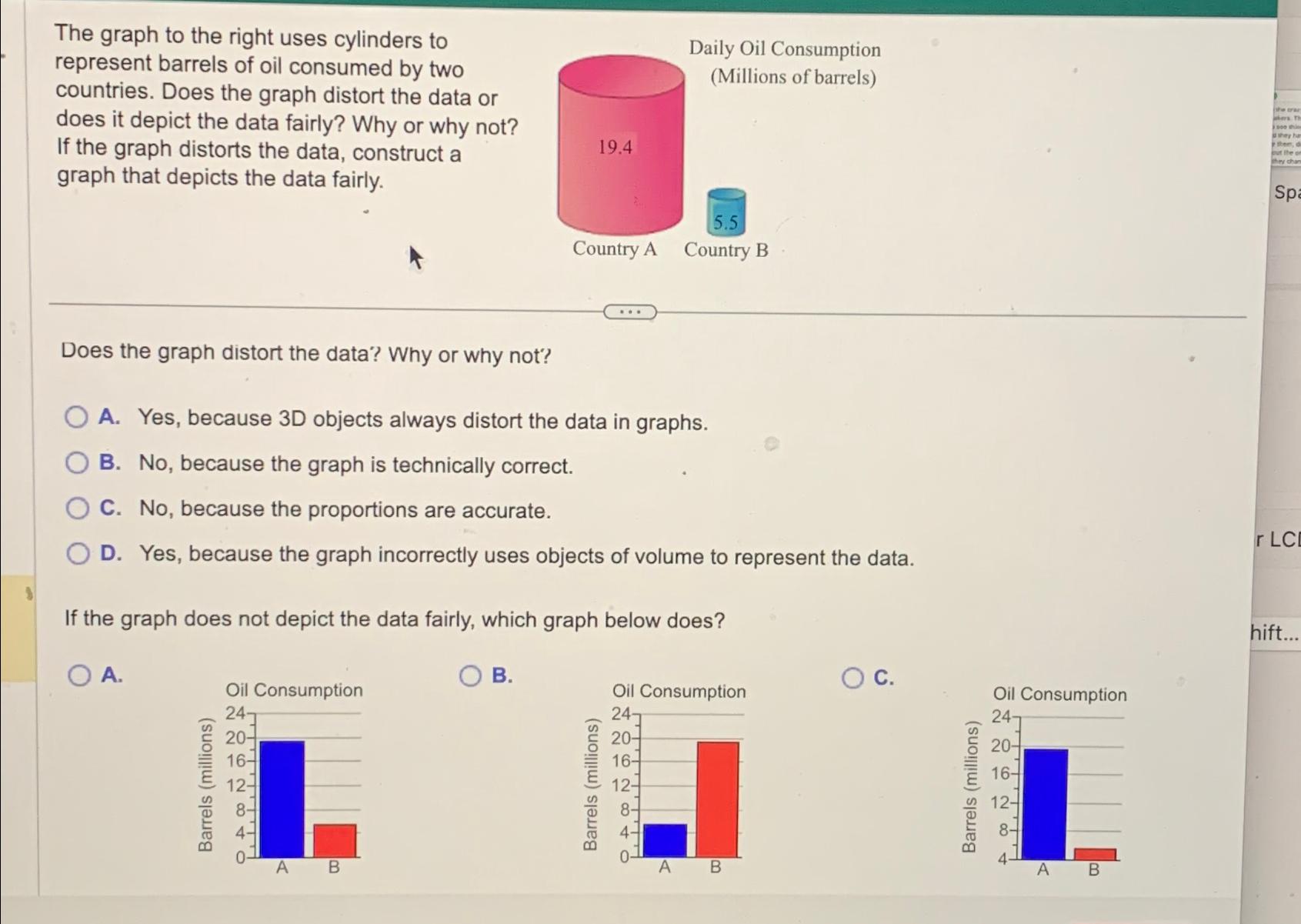 Solved The graph to the right uses cylinders to represent | Chegg.com