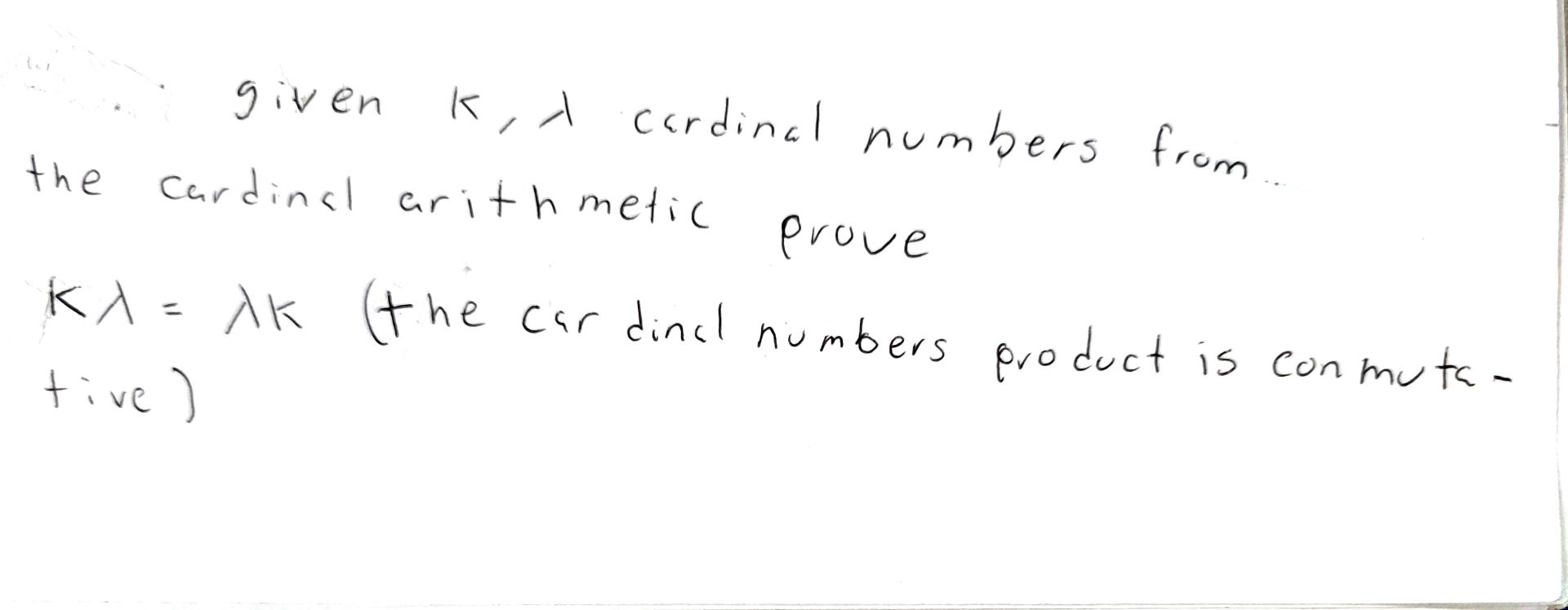 Solved given k,λ ﻿cardinal numbers from. the cardinal | Chegg.com