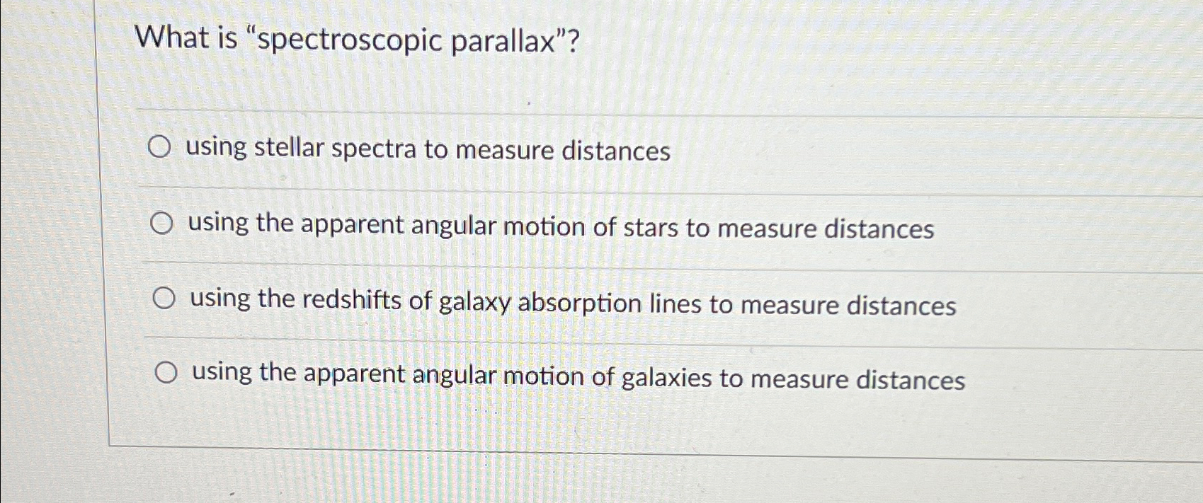Solved What is "spectroscopic parallax"?using stellar | Chegg.com