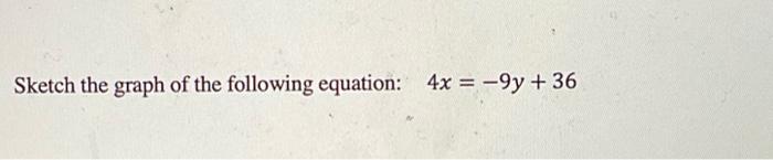 Solved Sketch the graph of the following equation: 4x=−9y+36 | Chegg.com