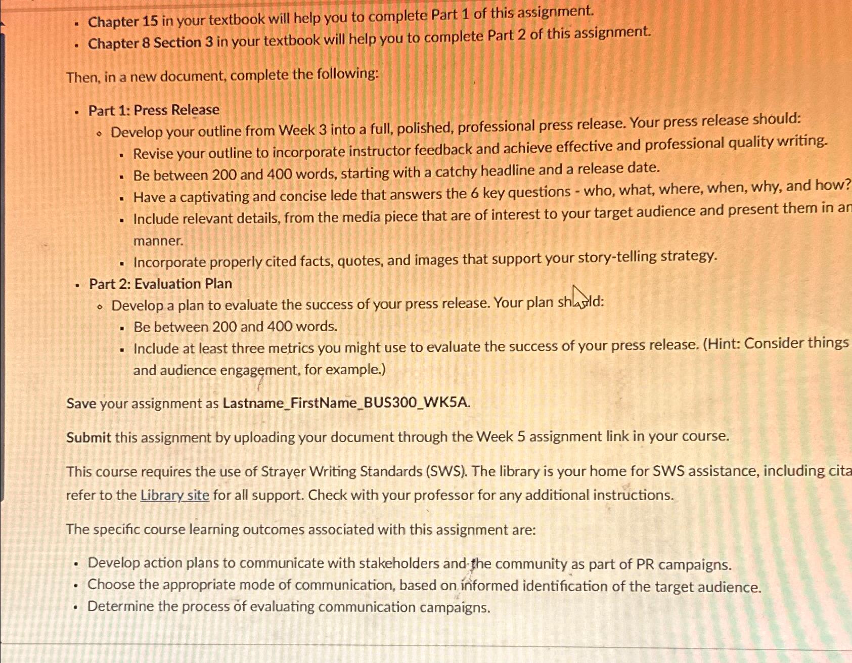 Solved Chapter 15 ﻿in your textbook will help you to | Chegg.com