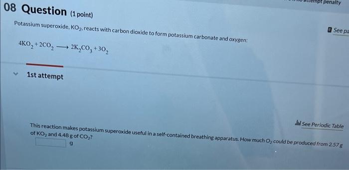 Solved Potassium superoxide, KO2, reacts with carbon dioxide | Chegg.com