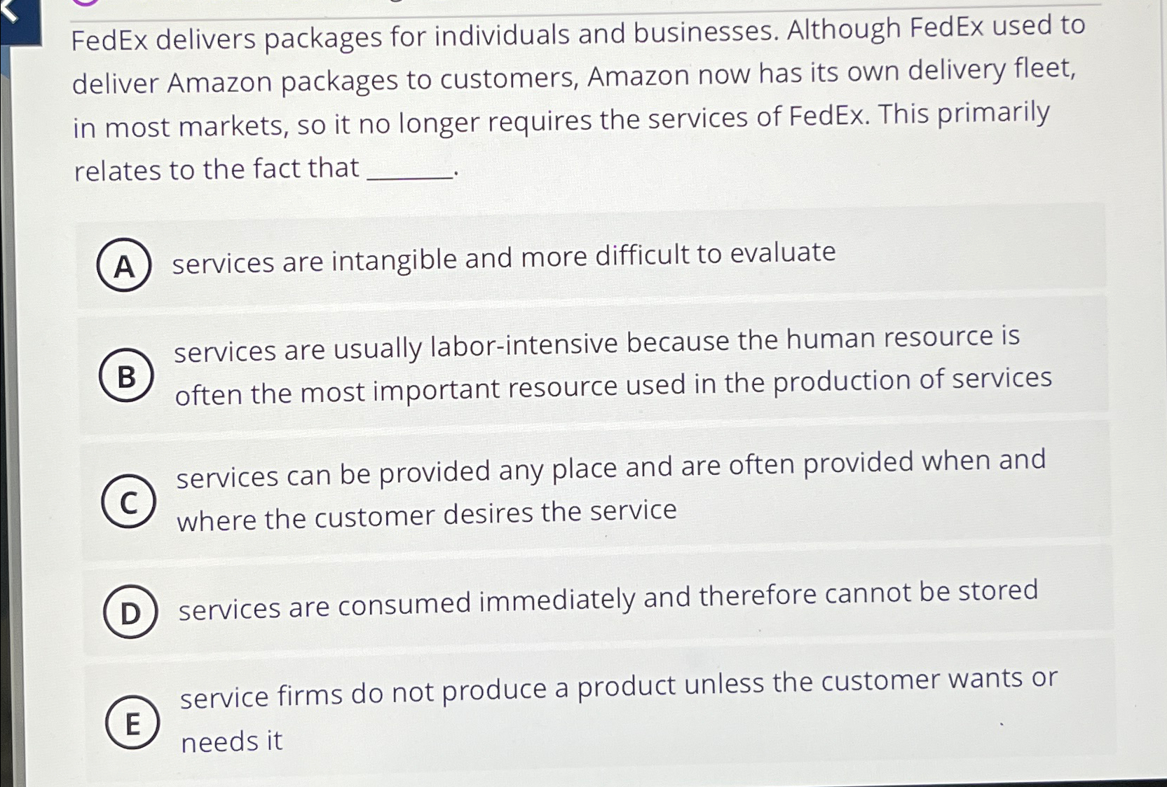 Solved FedEx delivers packages for individuals and | Chegg.com