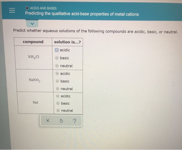 Solved O ACIDS AND BASES Predicting the qualitative | Chegg.com
