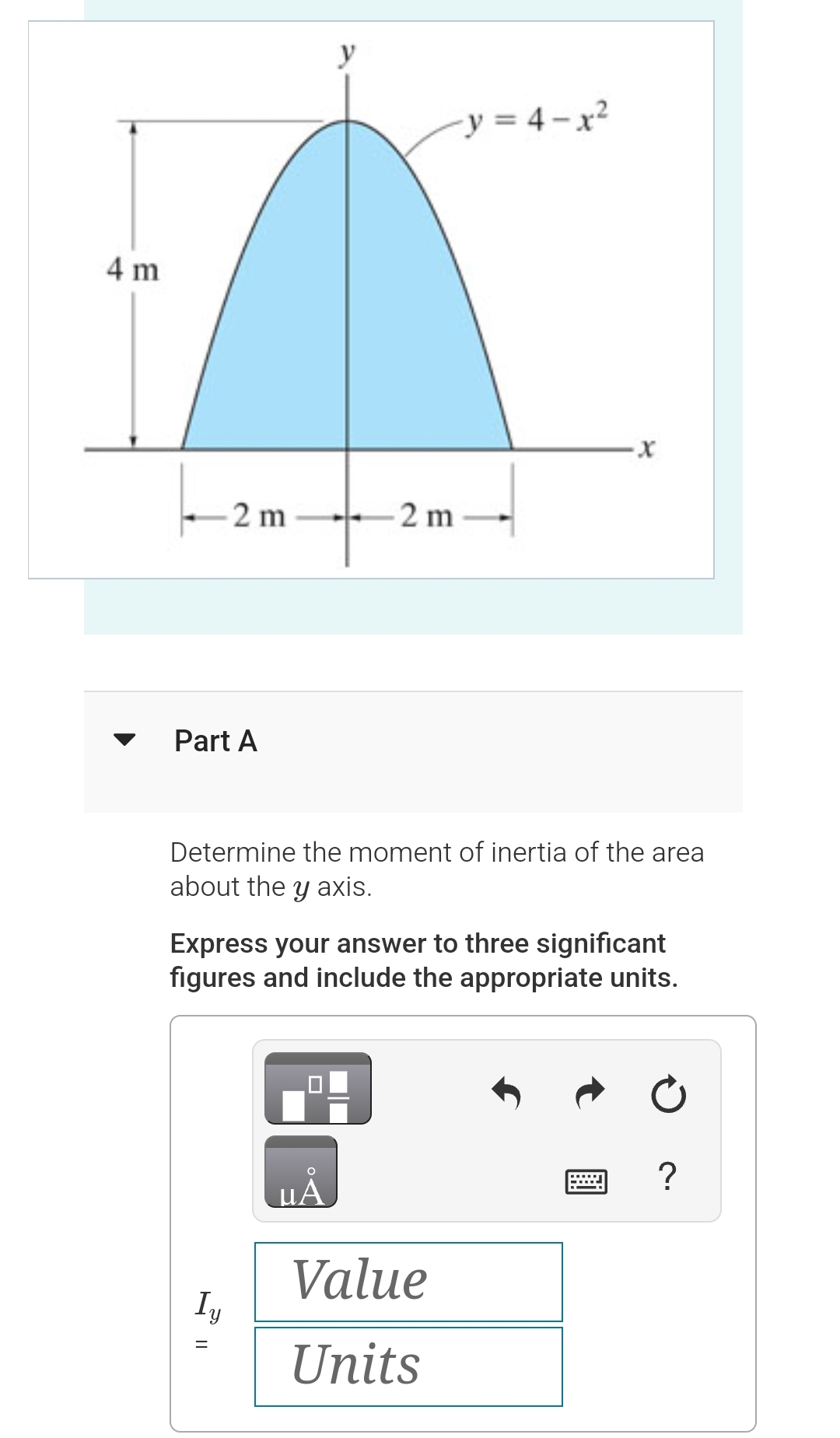 Solved Part ADetermine the moment of inertia of the area | Chegg.com