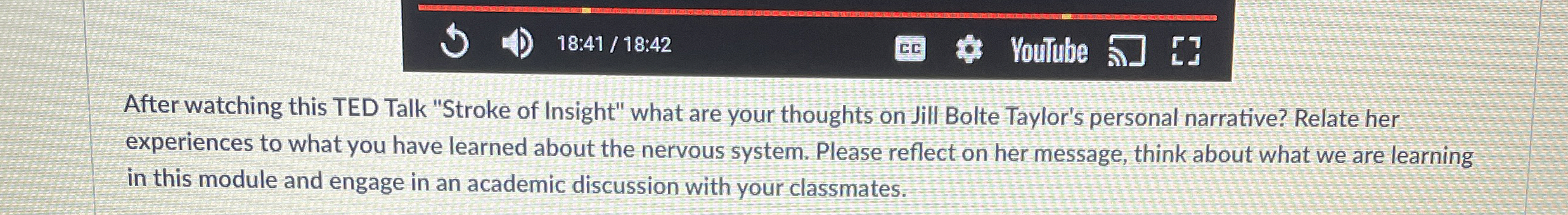 Solved After watching this TED Talk "Stroke of Insight" what | Chegg.com