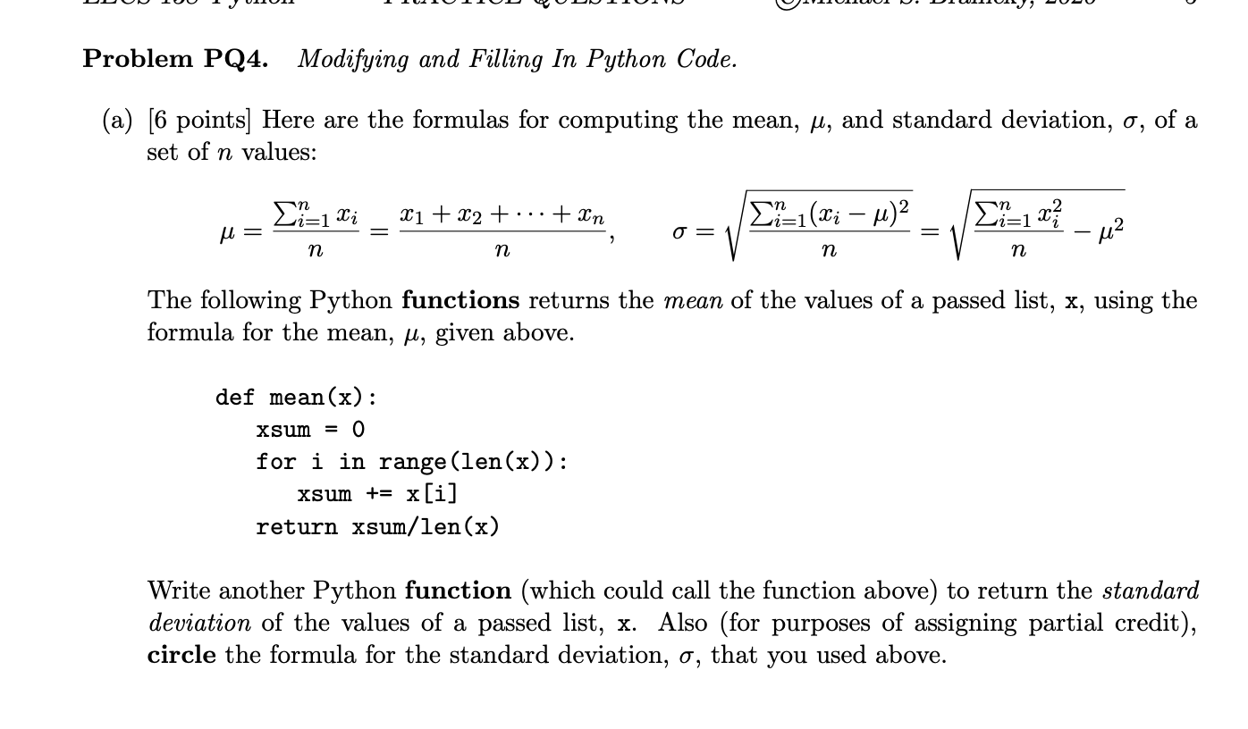 Solved Problem PQ4. ﻿Modifying and Filling In Python | Chegg.com