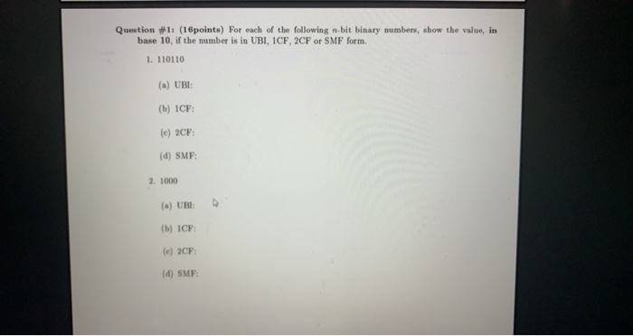 Solved Question #1: (16points) For each of the following | Chegg.com