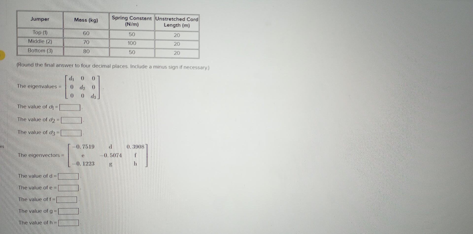 Solved In the figure, we suspended three bungee jumpers with | Chegg.com