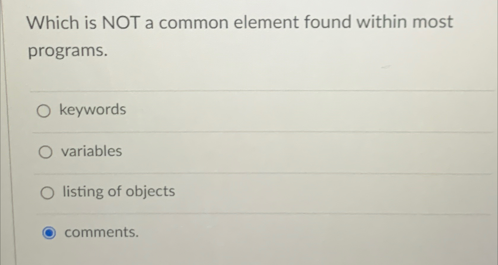 Solved Which is NOT a common element found within most | Chegg.com