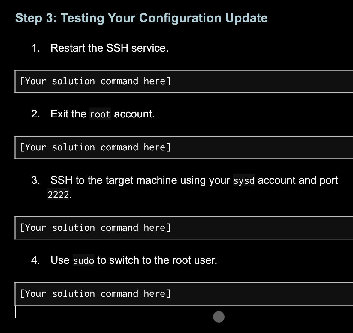 Solved Step 3: Testing Your Configuration UpdateRestart the | Chegg.com