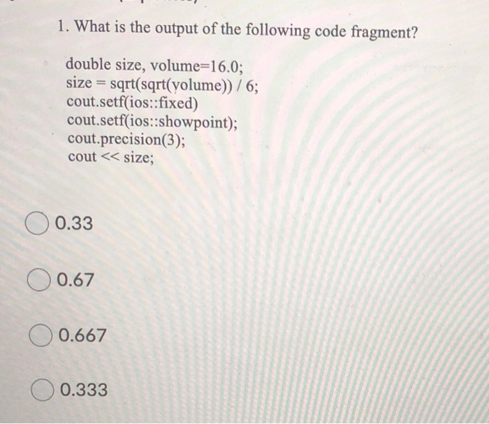 Solved For each of the following: which code fragment(s) | Chegg.com