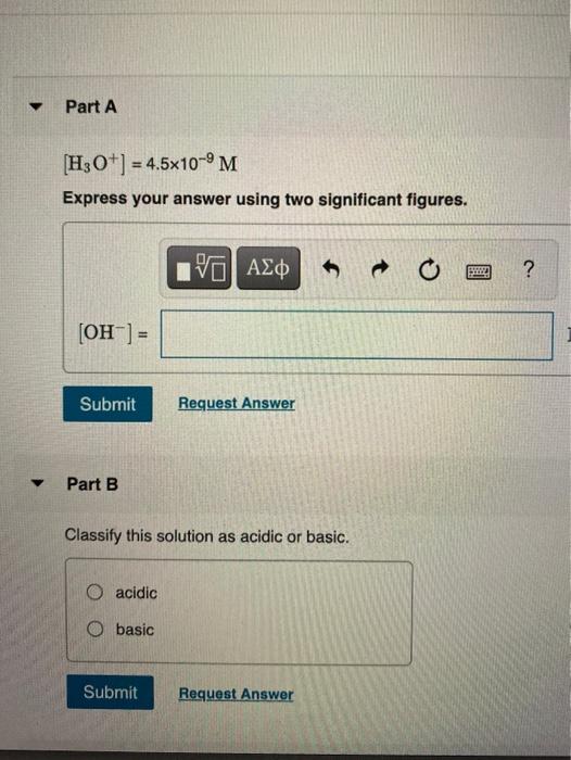 Solved Calculate [OH-] given [H3O+] in each aqueous | Chegg.com