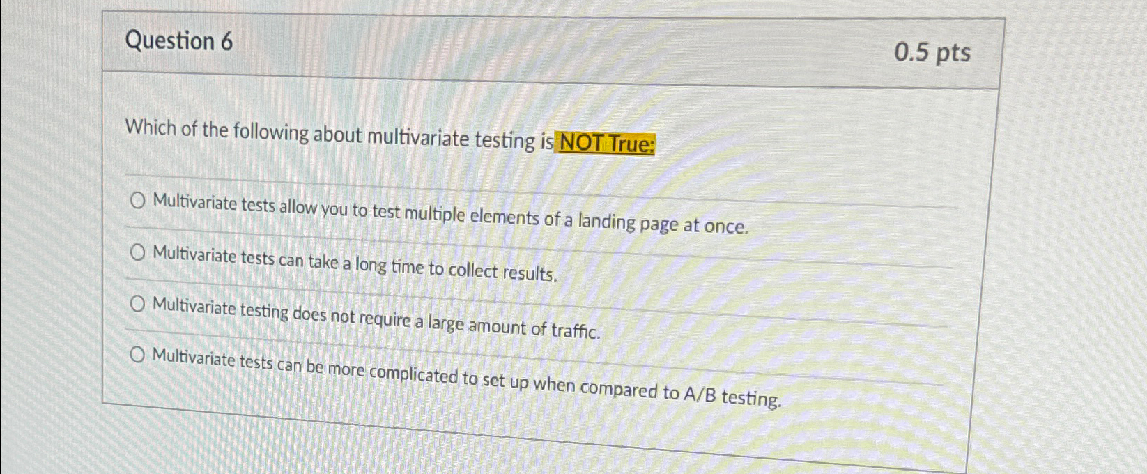 Solved QuestionWhich of the following about multivariate | Chegg.com