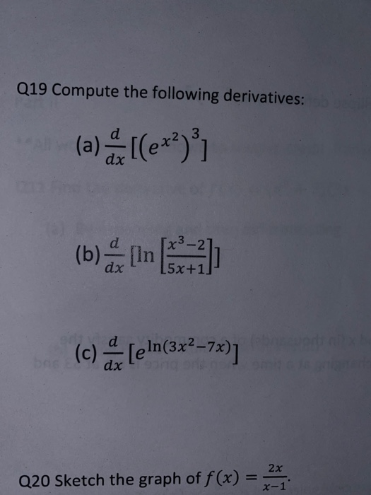 Solved Q19 Compute the following derivatives: 5x+1] (c) | Chegg.com