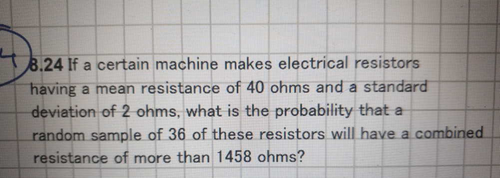 Solved 8.24 If a certain machine makes electrical resistors | Chegg.com