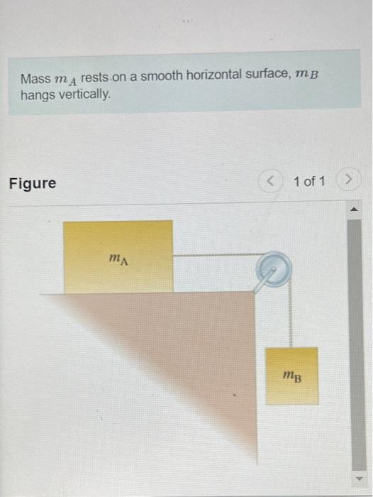Solved Mass mA rests .on a smooth horizontal surface, mB | Chegg.com