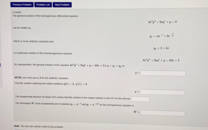 Solved Previous Problem Problem List Next Problem (1 point) | Chegg.com