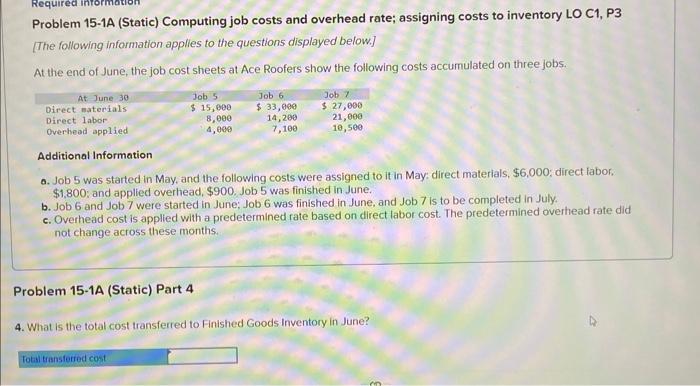Solved Required information Problem 15-1A (Static) Computing | Chegg.com