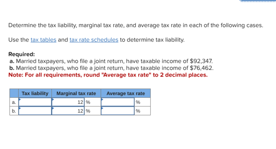 Solved using 2024 ﻿tax tables Determine the tax liability, | Chegg.com