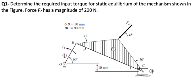 Solved Q1- ﻿Determine the required input torque for static | Chegg.com