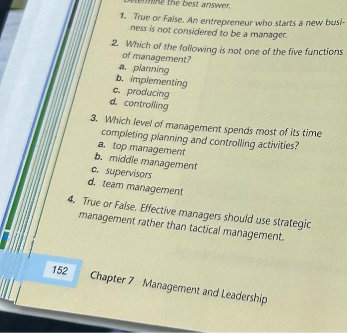 Solved the best answer. 1. True or False. An entrepreneur | Chegg.com